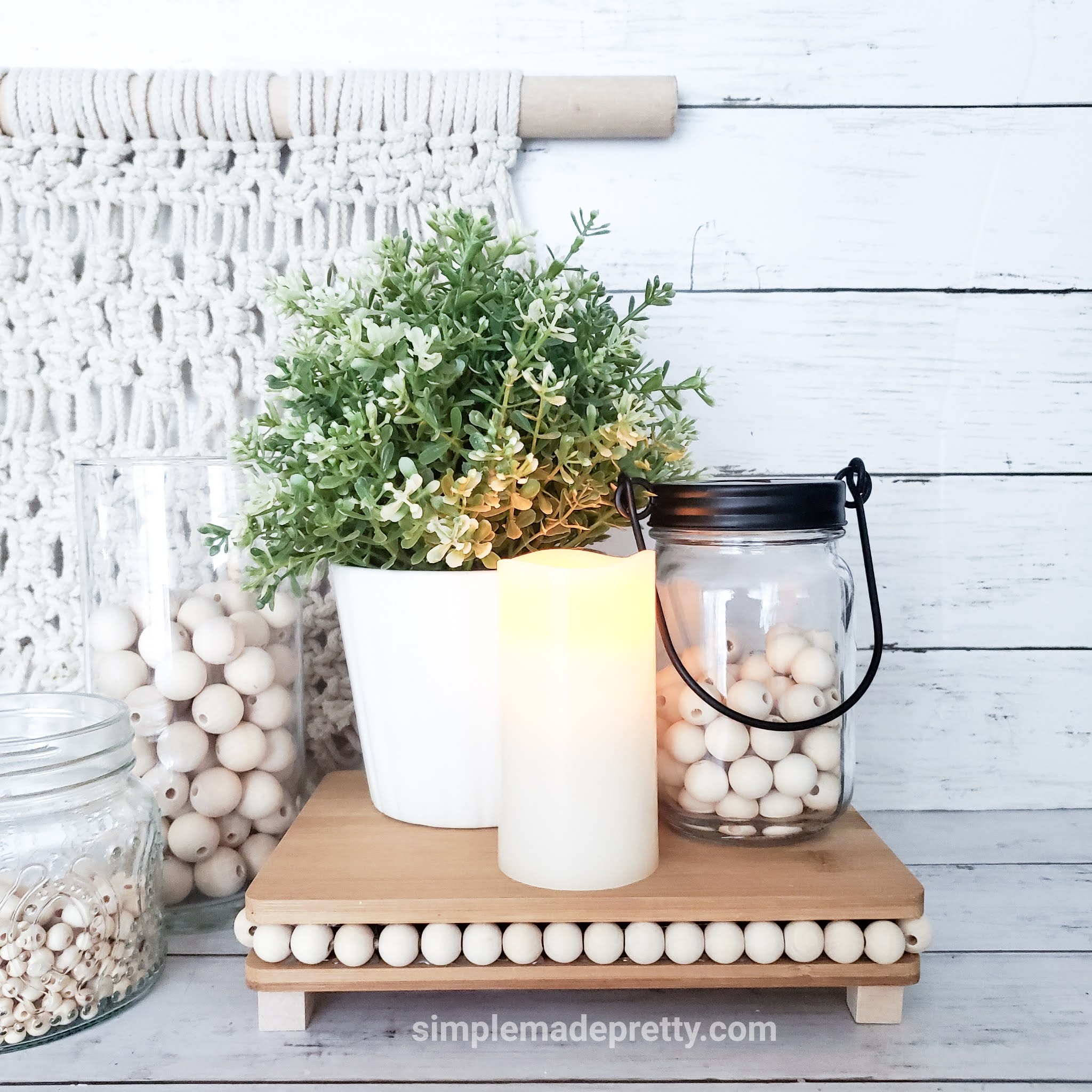 Dollar Tree DIY Beaded Wood Riser - Craft & Create Club by Simple Made ...